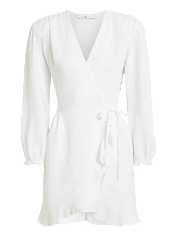 IRO PARIS Loomy Ruffled Tencel™ And Linen-blend Mini Wrap Dress - White