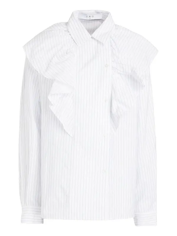 IRO PARIS Cardon Ruffled Striped Cotton-poplin Shirt - White