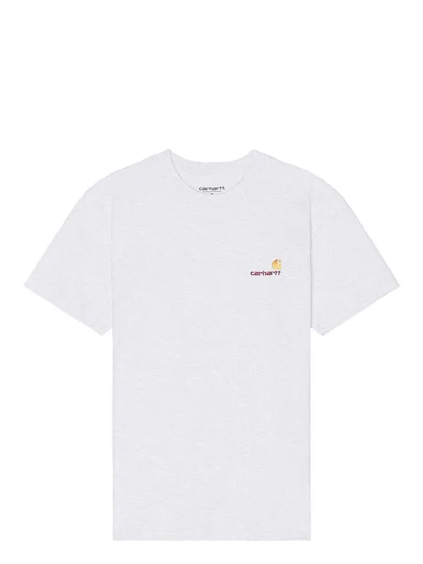 Carhartt Work In Progress S/s American Script T-shirt In Light Grey - Ash Heather
