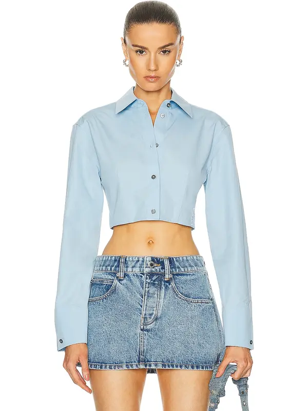 Alexander Wang Long Sleeve Cropped Top - Cerulean
