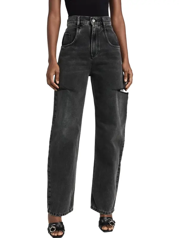 MAISON MARGIELA Denim Jeans With Cutout Details - Black Washed