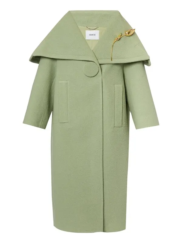 Erdem Shawl-collar Virgin Wool Coat - Green
