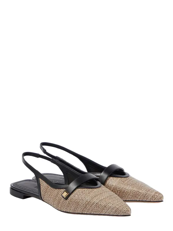 Max Mara Leather-trimmed Slingback Flats - Neutrals