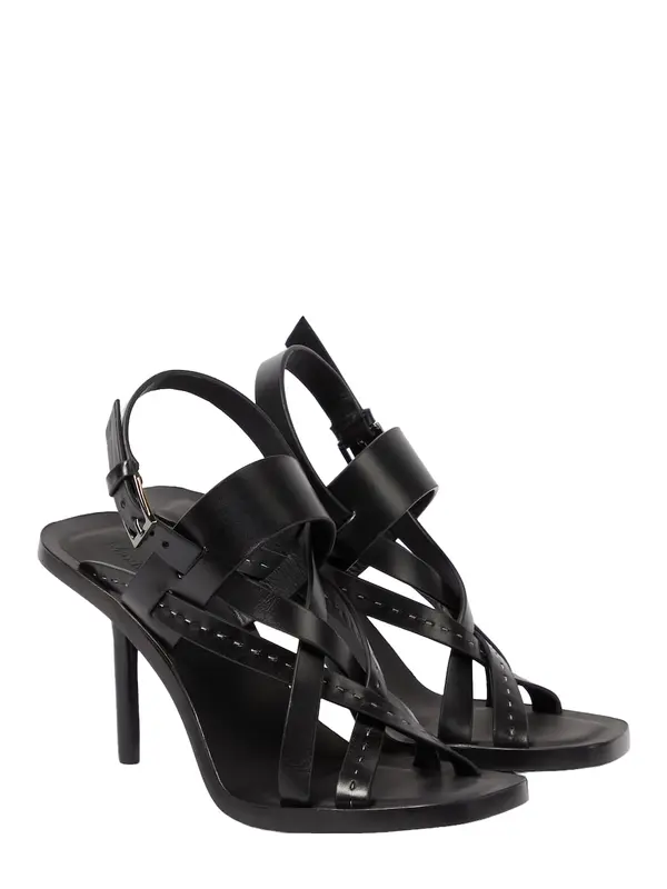 Max Mara Seamhighsan 90 Leather Sandals - Black