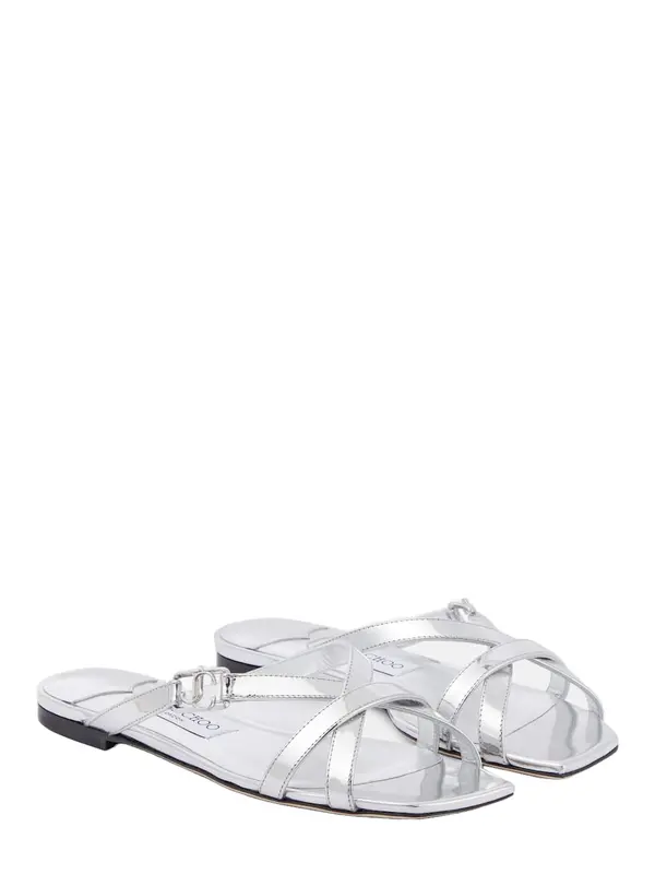 JIMMY CHOO Jess Metallic Leather Sandals - Silver