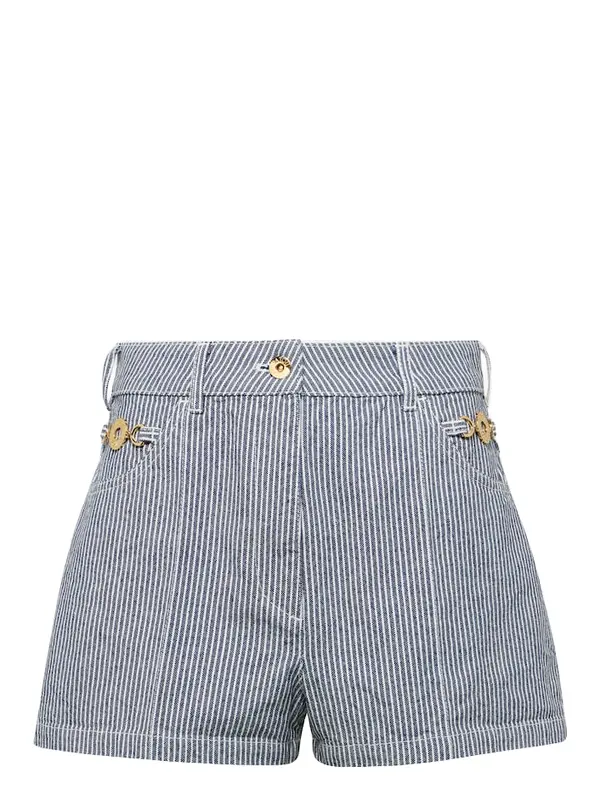 Patou Striped High-rise Denim Shorts - Blue