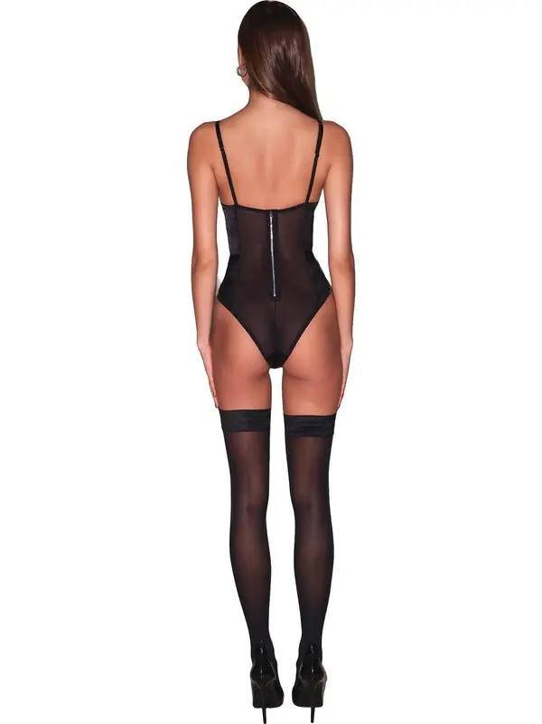 Fleur Du Mal Satin Bullet Bodysuit - Black
