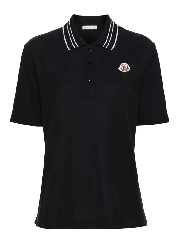 Moncler Logo-patch Cotton Polo Shirt - Black