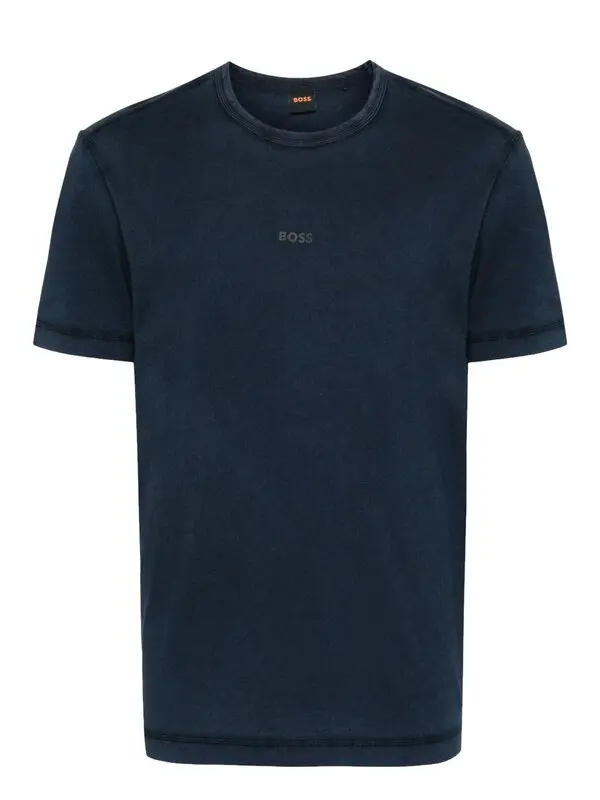BOSS Logo-rubberised Cotton T-shirt - Blue