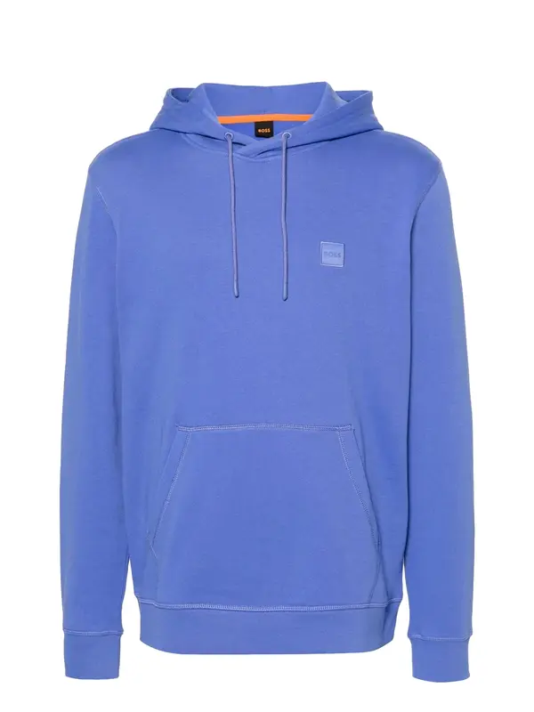 BOSS Logo-patch Cotton Hoodie - Purple
