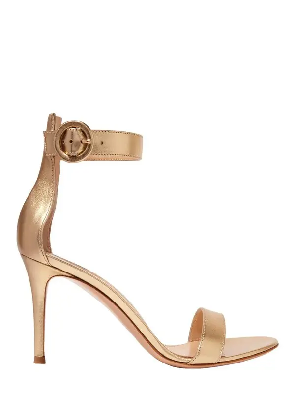 GIANVITO ROSSI Portofino 85 Metallic Leather Sandals - Gold