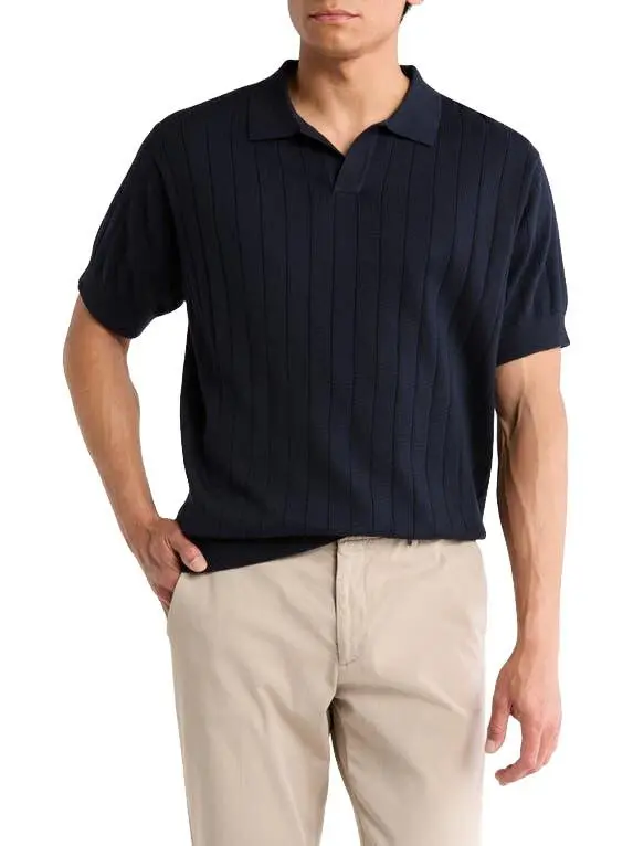 Rodd & Gunn Frey's Crescent Rib Cotton Sweater Polo - Midnight