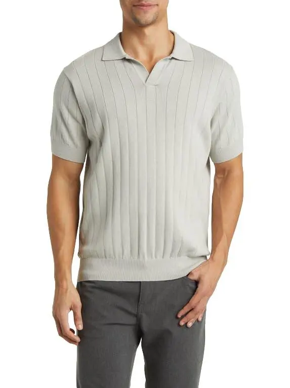 Rodd & Gunn Frey's Crescent Rib Cotton Sweater Polo - Stone