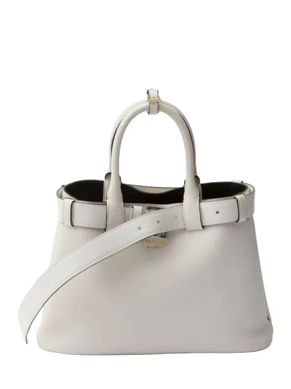 Prada Medium Buckle Tote Bag - White