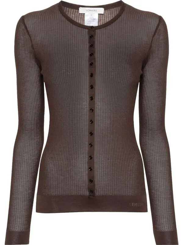LEMAIRE Long-sleeve Ribbed Top - Brown