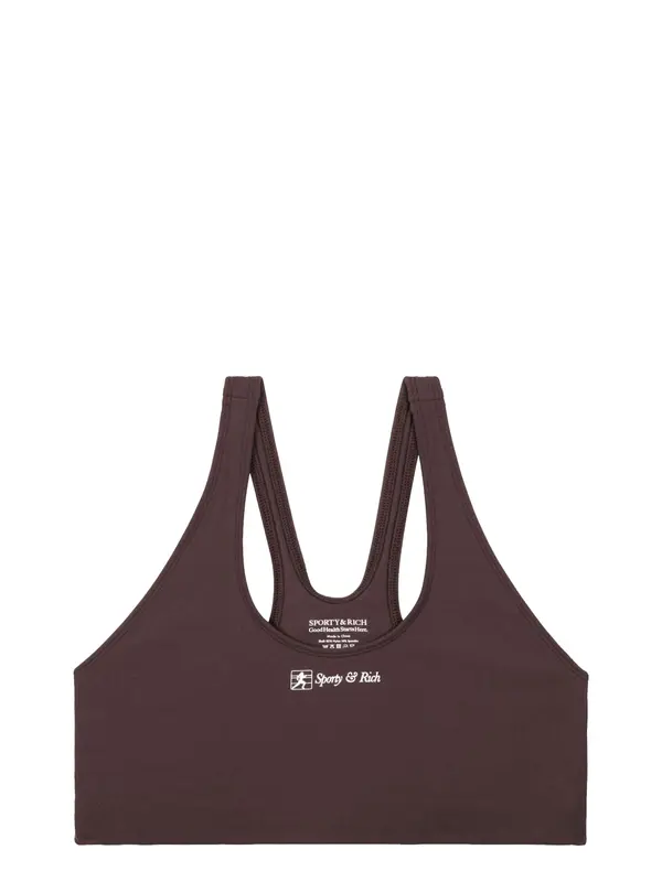 SPORTY & RICH Runner Script Sports Bra - Brown