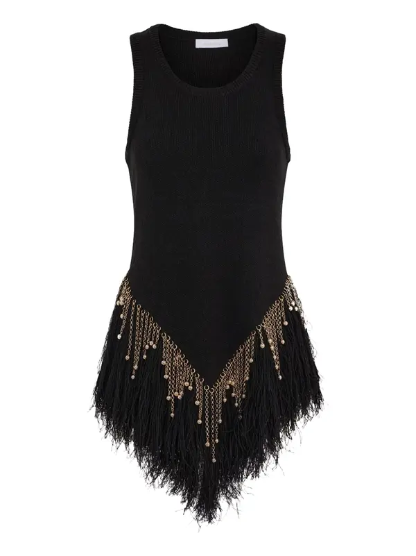 Rabanne Beaded Linen Top - Black