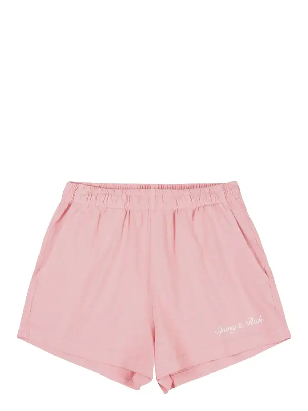SPORTY & RICH Logo-print Cotton Track Shorts - Pink