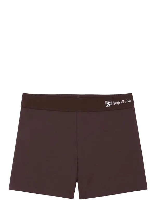 SPORTY & RICH Runner Script Shorts - Brown