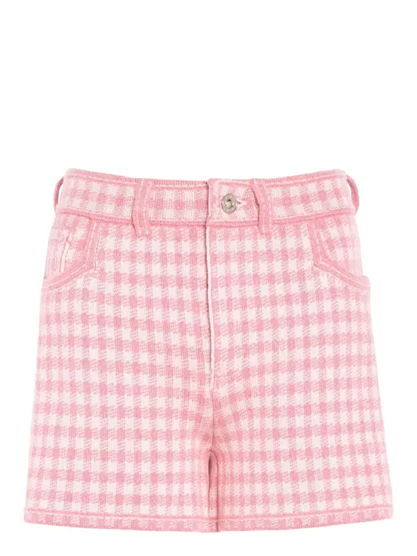 BARRIE Gingham-check Cashmere-blend Shorts - Pink