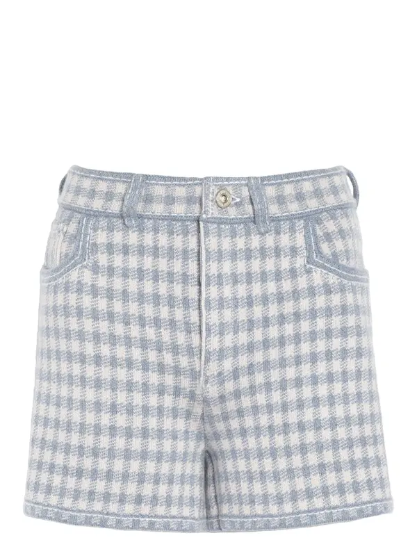BARRIE Gingham-check Cashmere-blend Shorts - Grey