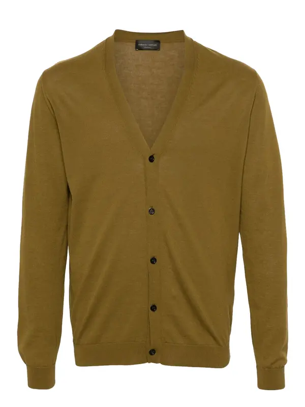 ROBERTO COLLINA Button-up Fine-knit Cardigan - Green
