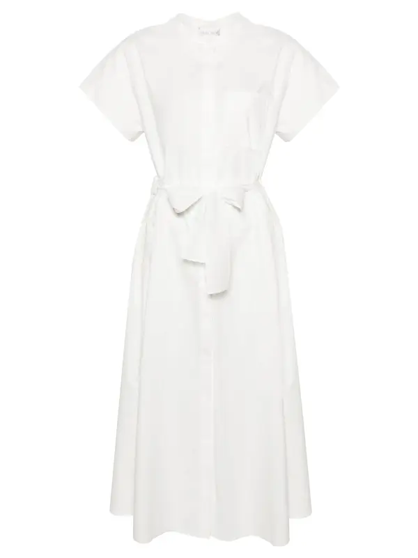 FORTE_FORTE Band-collar Maxi Shirt Dress - White
