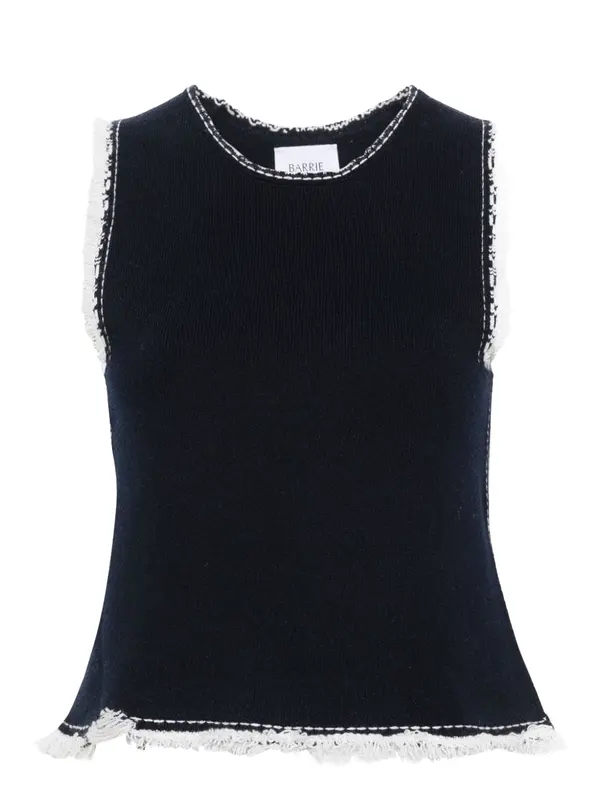 BARRIE Frayed-detailing Knitted Top - Blue