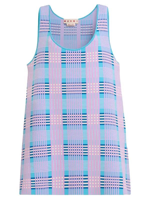 Marni Check-print Shift Dress - Blue