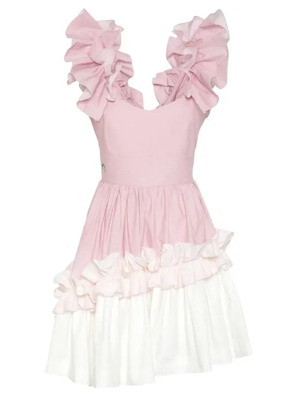 Philipp Plein Ruffled Cotton Mini Dress - Pink