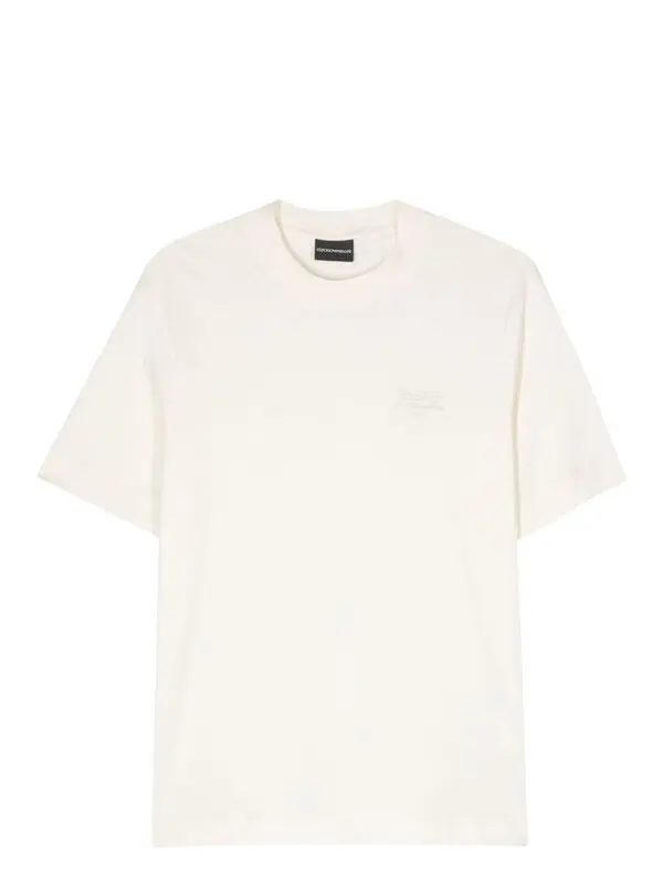 Emporio Armani Rubberised-logo T-shirt - Neutrals