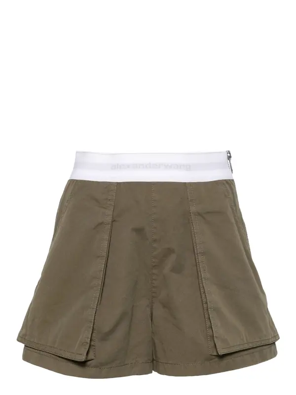 Alexander Wang Logo Waistband Cargo Shorts - Green