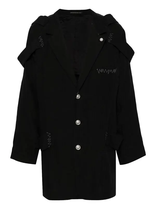 Yohji Yamamoto Contrast-stitch Single-breasted Blazer - Black