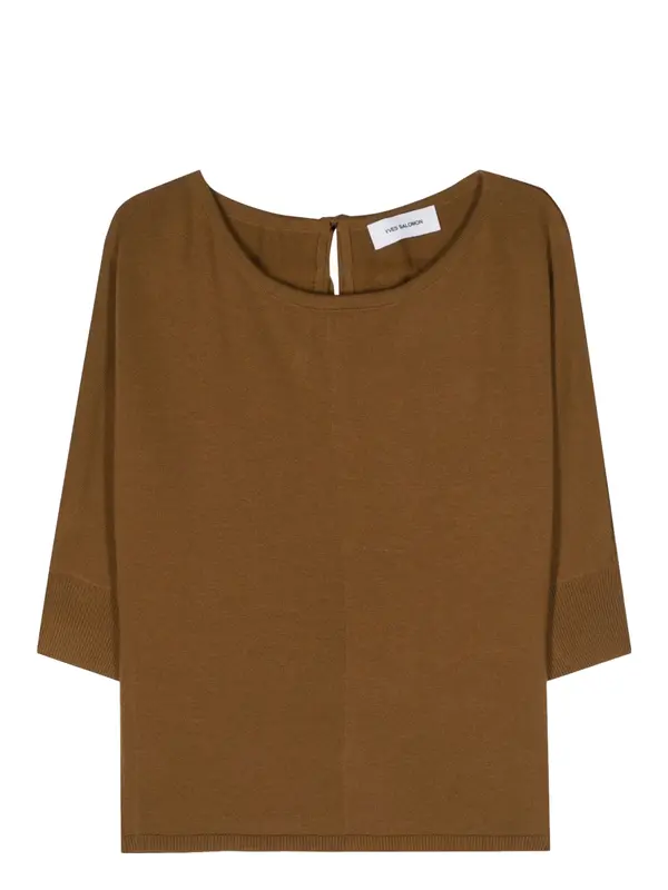 YVES SALOMON Tie-fastening Wool Knitted Top - Brown