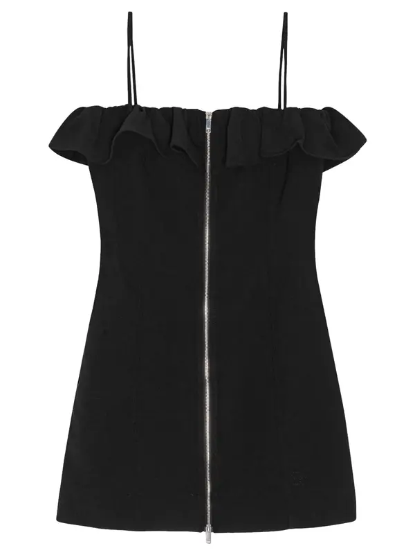 GANNI Ruffle-trim Minidress - Black