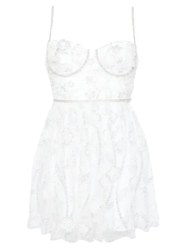 SELF-PORTRAIT Sequin-embellished Lace Mini Dress - White