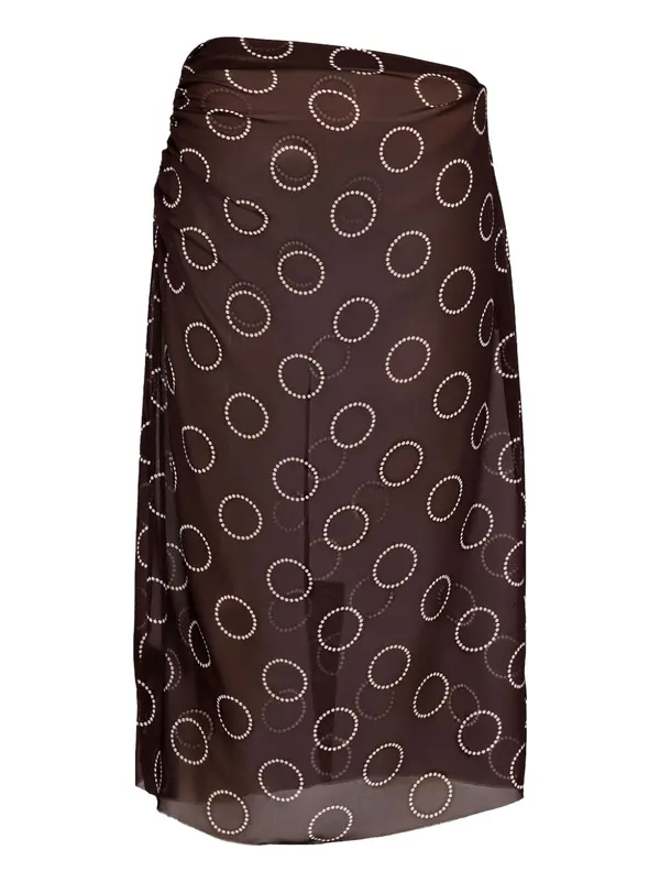 Prada Dot-print Georgette Pencil Skirt - Purple