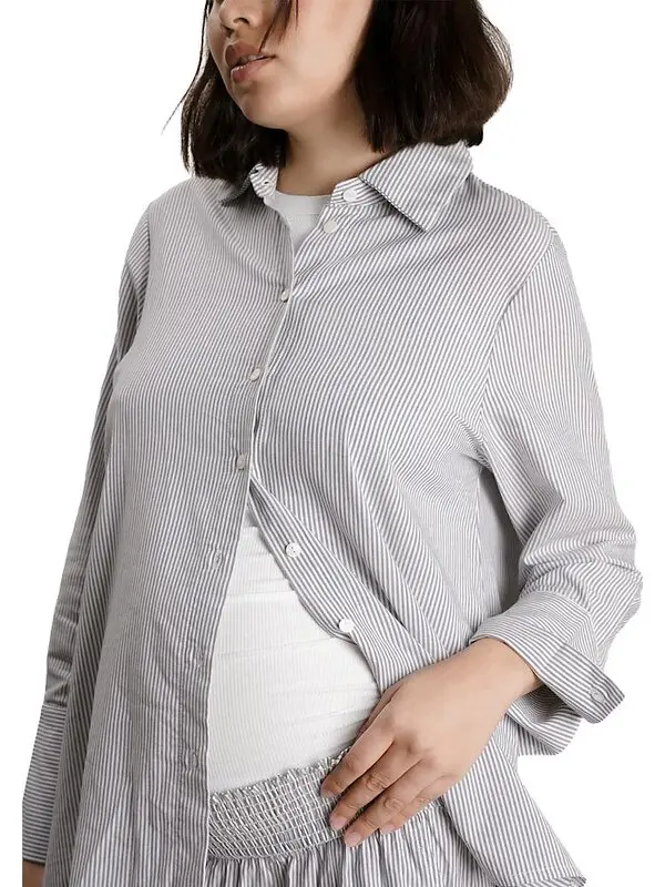 NOM MATERNITY The Everyday Cotton Maternity Shirt - Striped