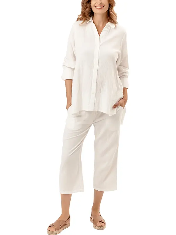 NOM MATERNITY The Everyday Cotton Maternity Shirt - White