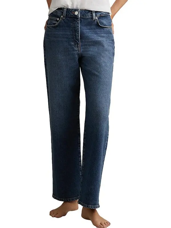 REISS Selin Straight Leg Jeans - Mid Blue