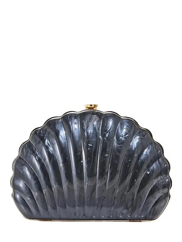 Aqua Shell Clutch - Black