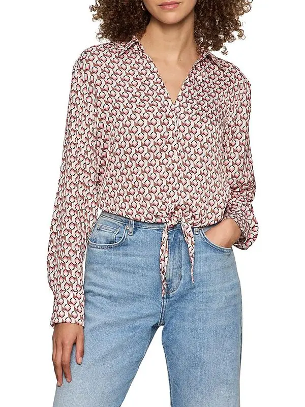 Sanctuary Lover Tie Hem Shirt - Petal Grid