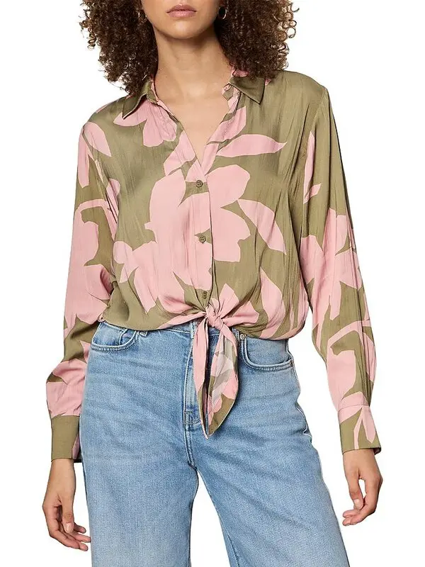 Sanctuary Lover Tie Hem Shirt - Pink Silhouette