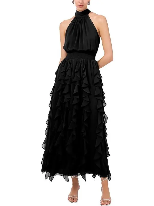 1.State Sleeveless Cascading Ruffle Maxi Dress - Rich Black