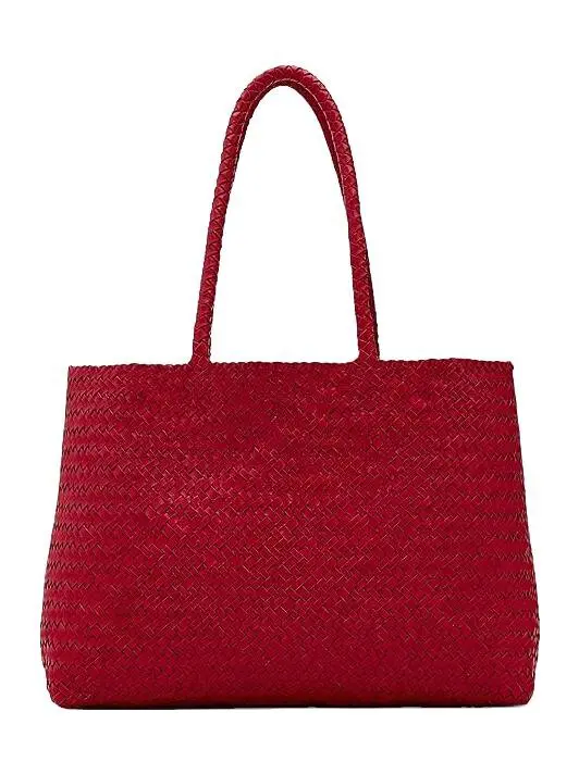 Madewell Handwoven Leather Tote Bag - Red