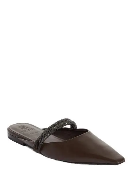 Brunello Cucinelli Monili Strap Mule - Dark Brown
