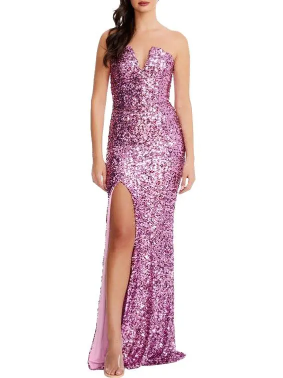 Dress The Population Fernanda Sequin Mermaid Gown - Lilac