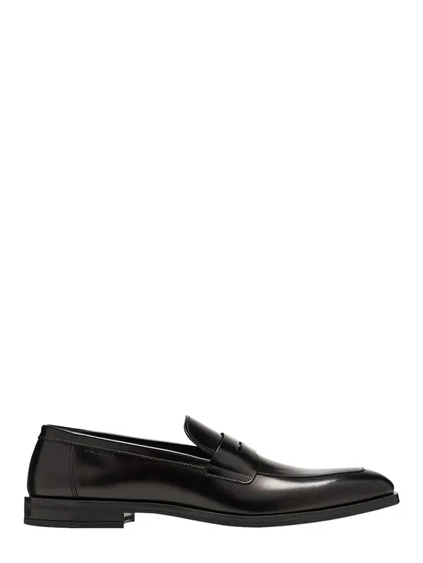 STUART WEITZMAN Club Burnished Leather Penny Loafers - Black