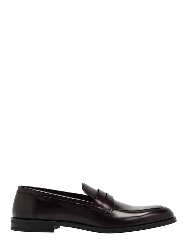 STUART WEITZMAN Club Burnished Leather Penny Loafers - Burgundy
