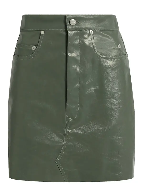 Rick Owens Lido Coated Denim Mini Skirt - Grey Green